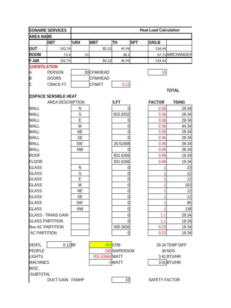 1.universal Heat Load Calculation Sheet - 1 | PDF | Home Appliance | Home