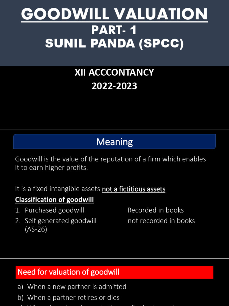 Goodwill SPCC 2023 | PDF | Goodwill (Accounting) | Valuation (Finance)