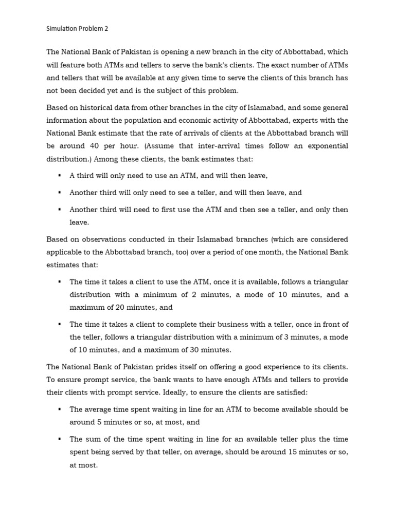 Simulation Model 2 | PDF | Automated Teller Machine | Applied Mathematics