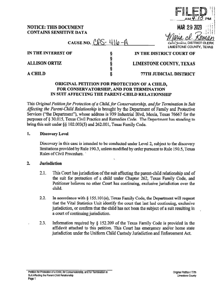 CPS-416-A Original Petition | PDF