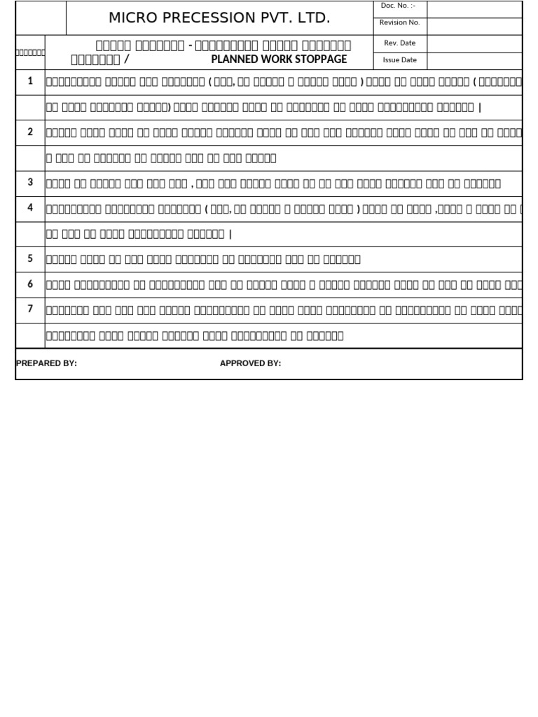 Planned Work Stoppage Instruction - Final - 26.5.17 | PDF