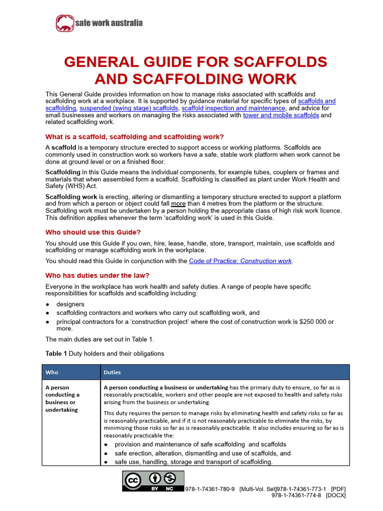 Scaffolds Scaffolding Work General Guide | PDF | Scaffolding | Occupational Safety And Health