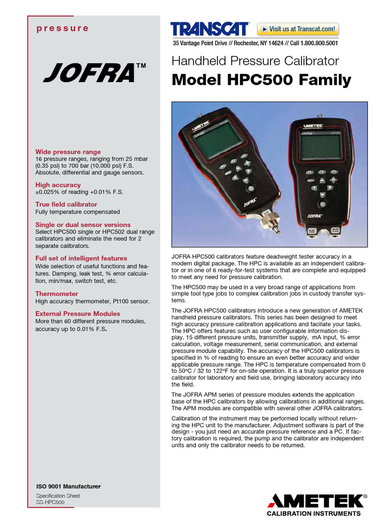 HPC500 502 | PDF | Calibration | Sensor