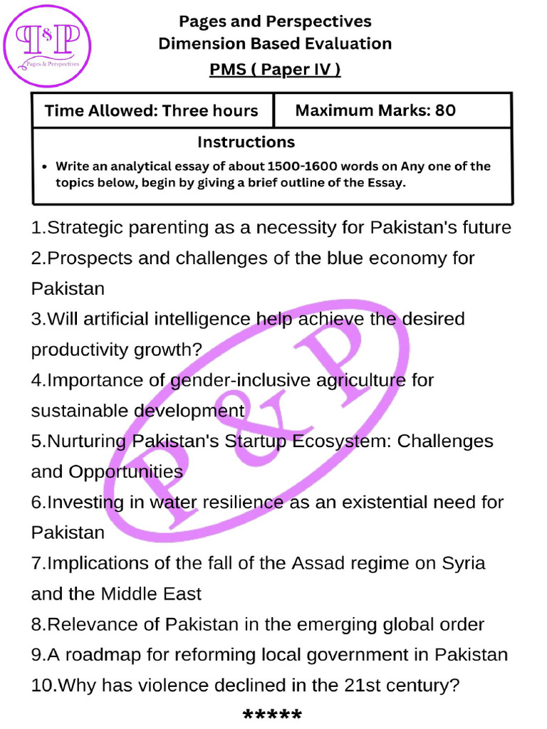 Pms - (Paper IV) | PDF