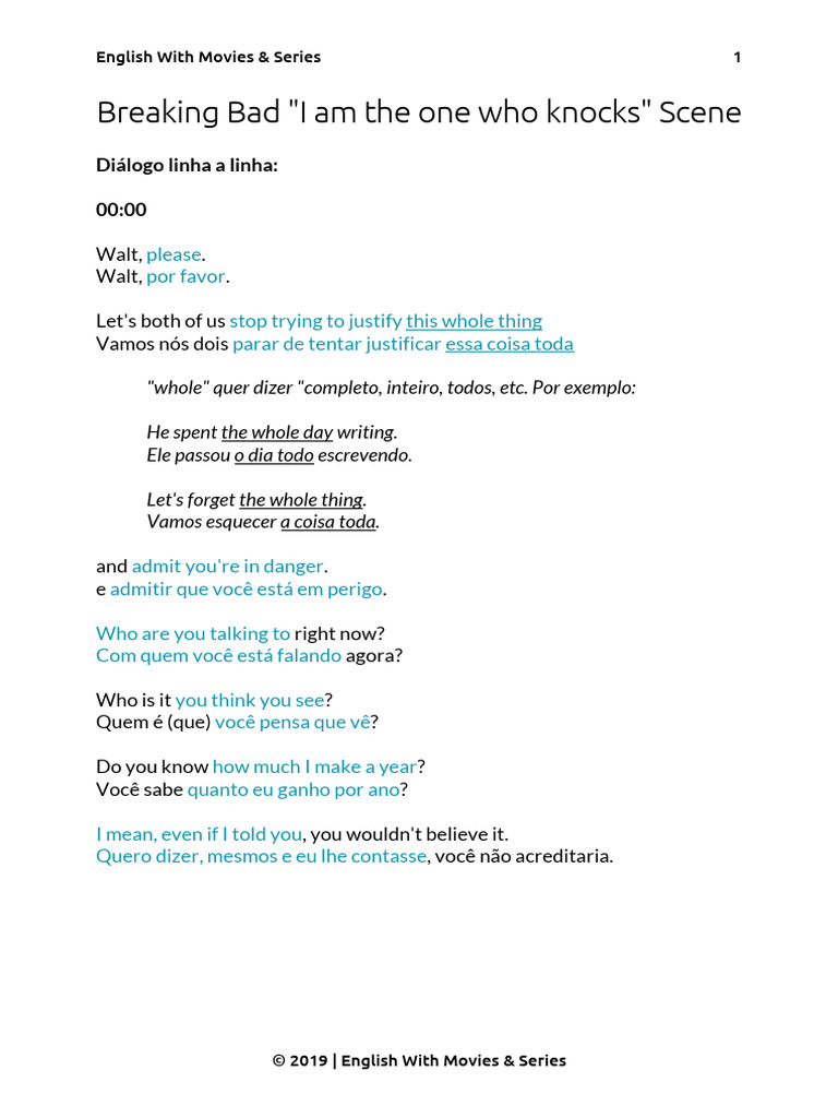 Diálogo de "Breaking Bad" em Inglês | PDF