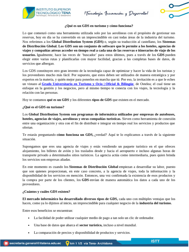 ¿Qué Es Un GDS en Turismo y Cómo Funciona? | PDF | Agencia de viajes ...