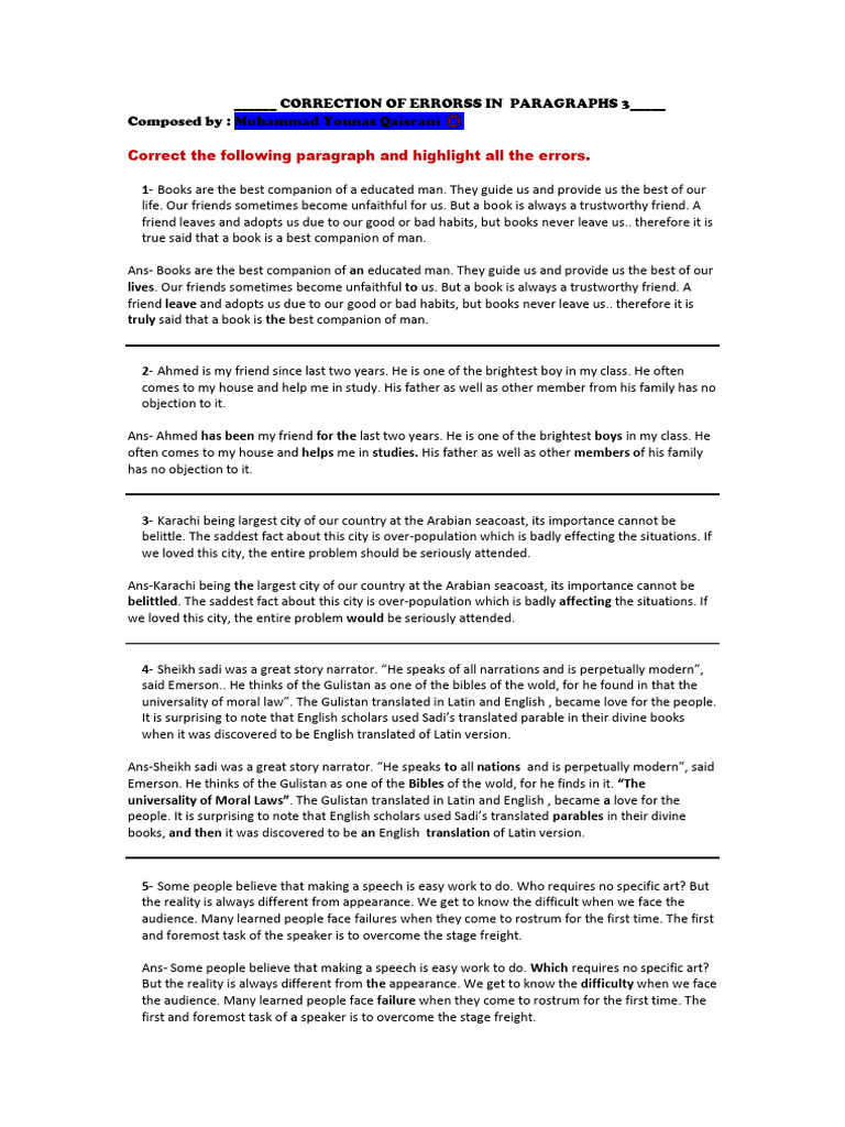 Correction of Paragraphs 3 | PDF