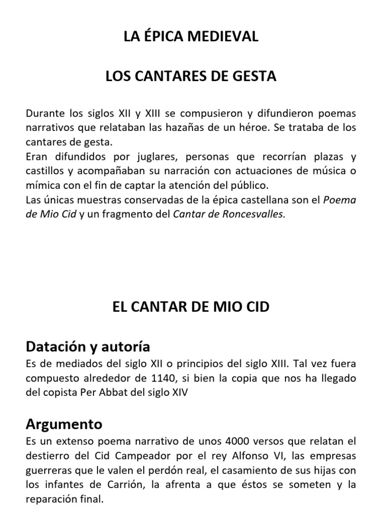 La Épica Medieval | PDF