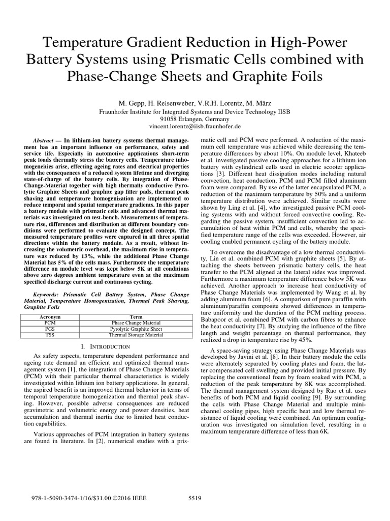 Temperature Gradient Reduction in High-Power Battery Systems Using ...