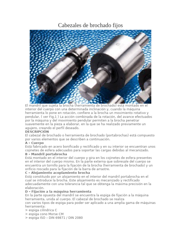 Cabezales de Brochado Fijos | PDF | Bienes manufacturados | Mecanizado