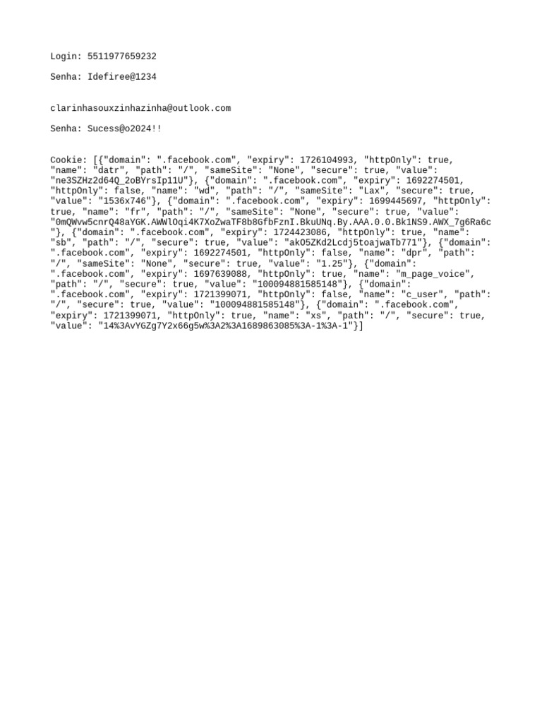 Facebook Login Credentials and Cookies | PDF
