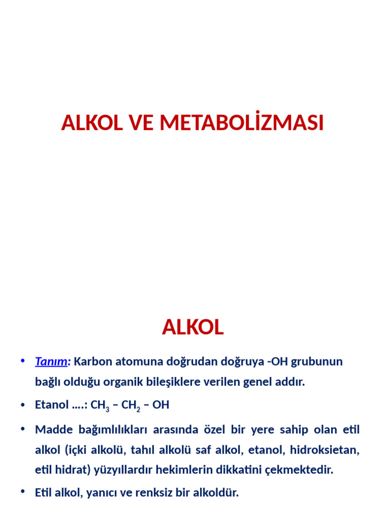 Alkol Ve Metaboli̇zmasi | PDF