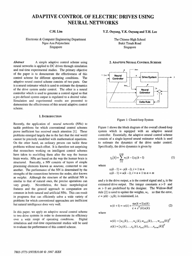 Adaptive control of electric drives using neural networks | PDF
