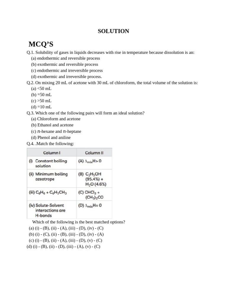 SOLUTION PYQ | PDF | Physical Chemistry | Chemistry