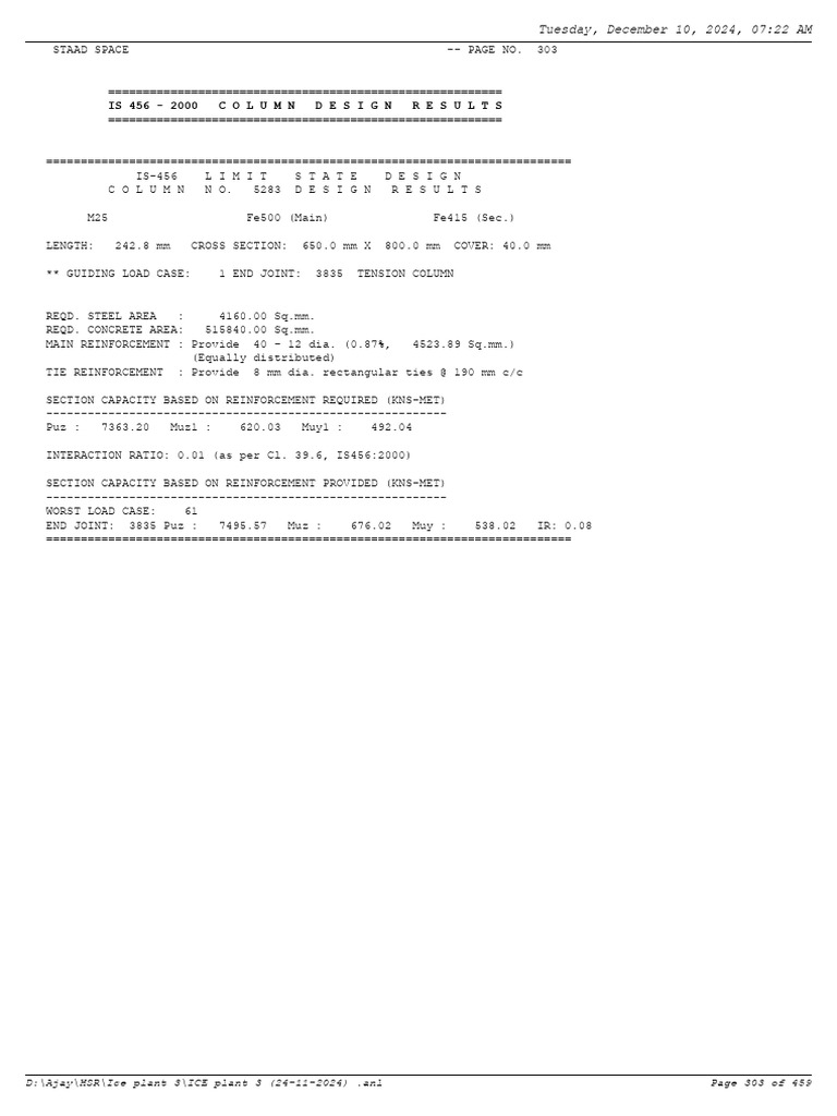 Staad Output | PDF | Structural Engineering | Civil Engineering