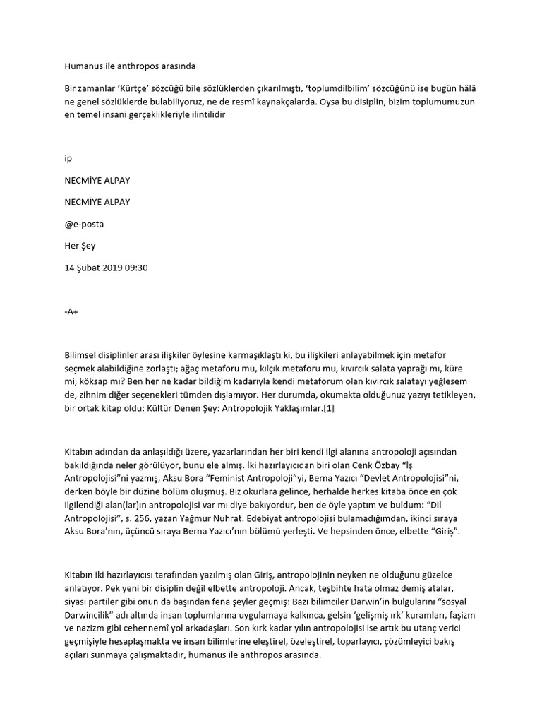 Humanus Ile Anthropos Arasında | PDF
