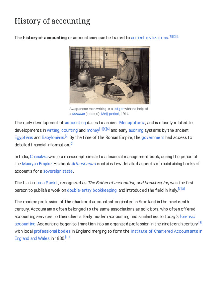 History of Accounting - Wikipedia | PDF