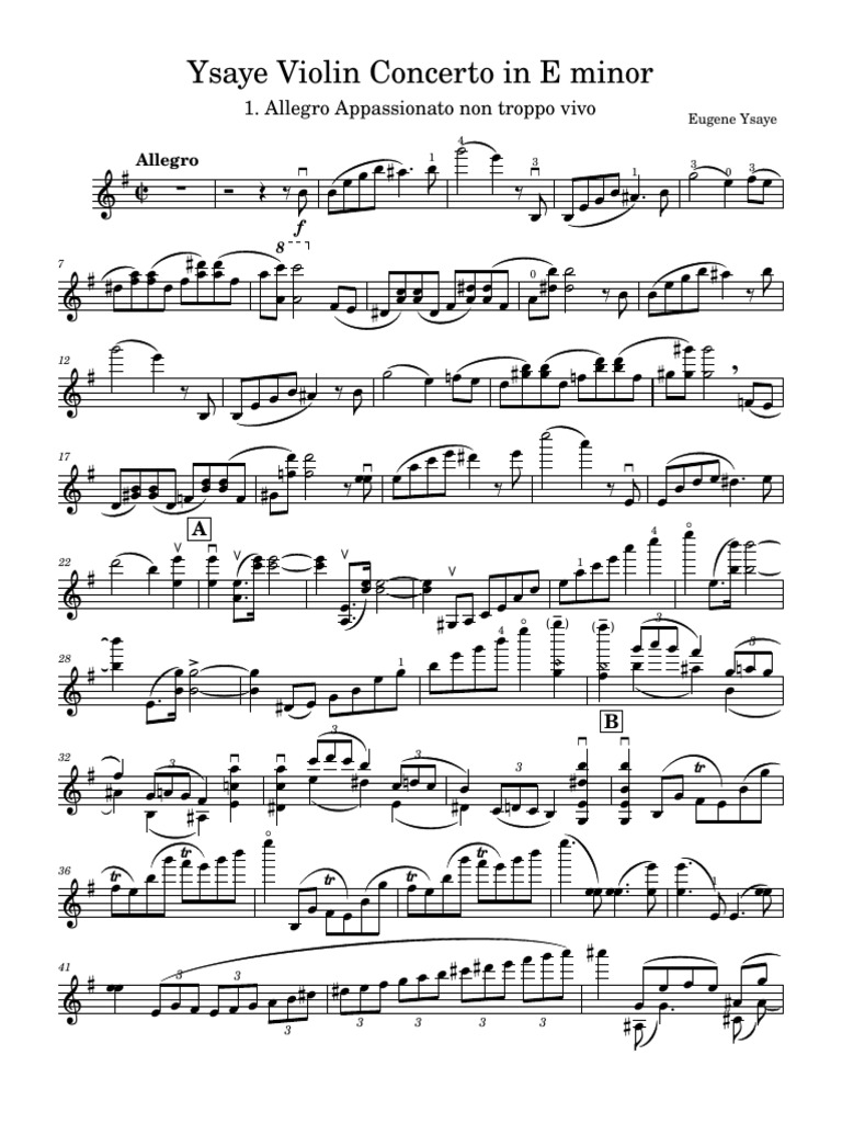 Ysaye Violin Concerto in E Minor | PDF