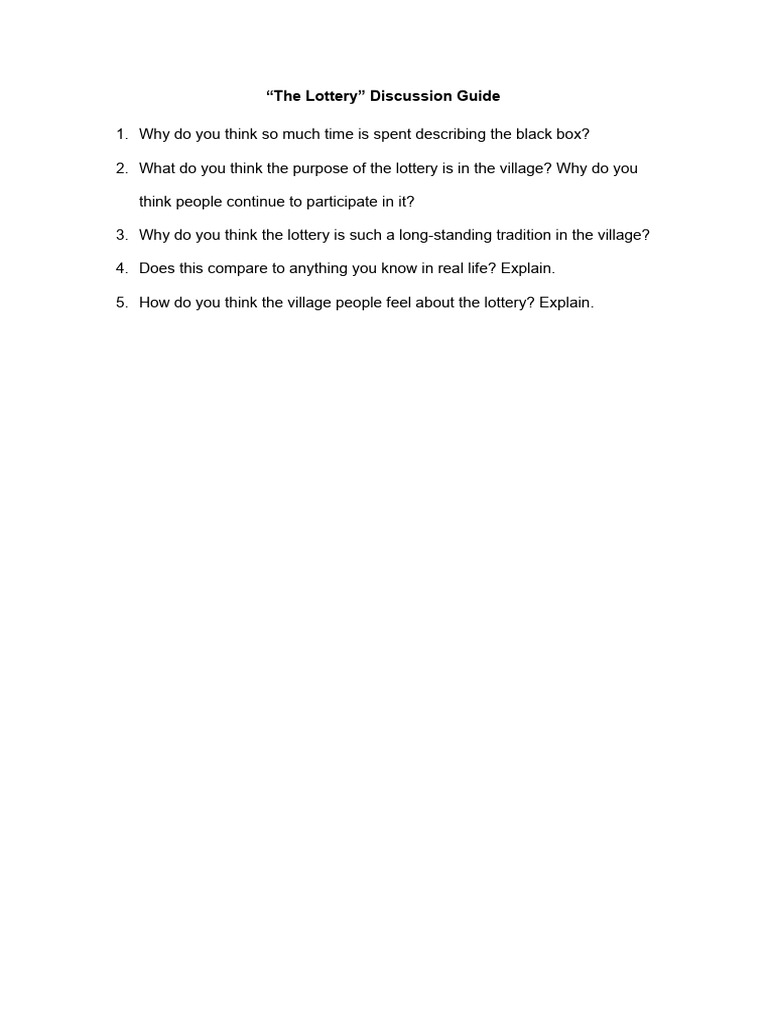 The Lottery - Discussion Guide | PDF