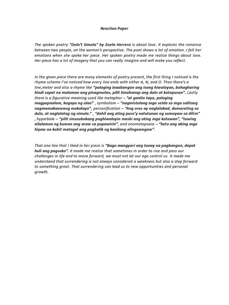 Analysis of "Dulo't Simula" Poetry | PDF