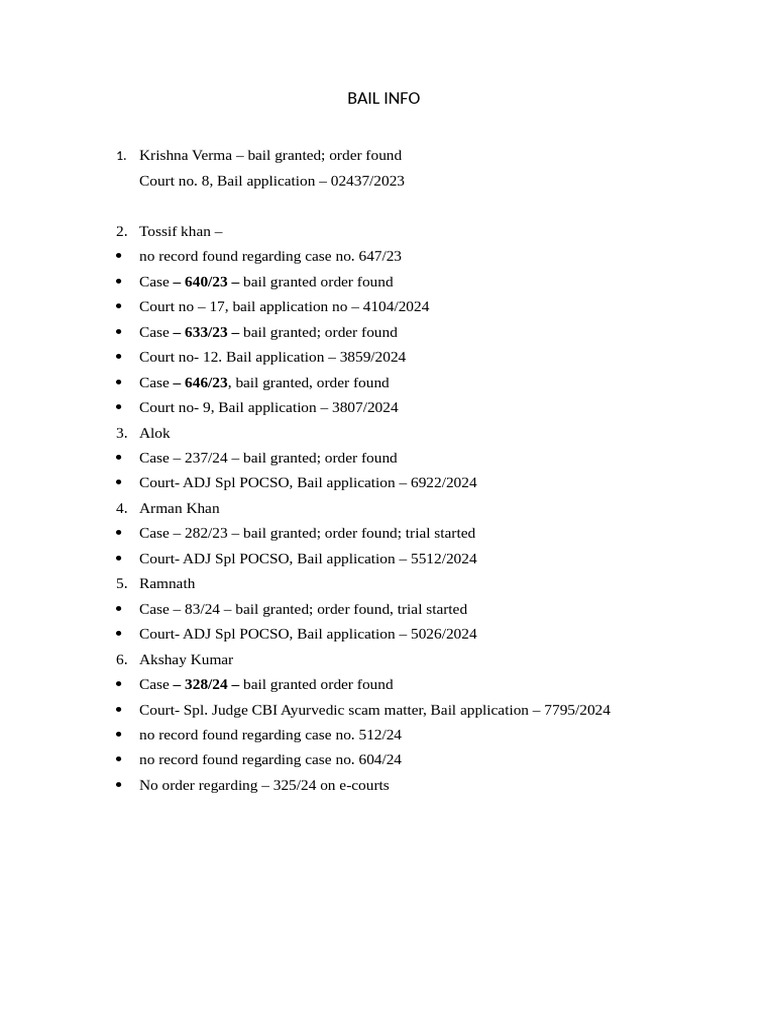 Bail Info | PDF