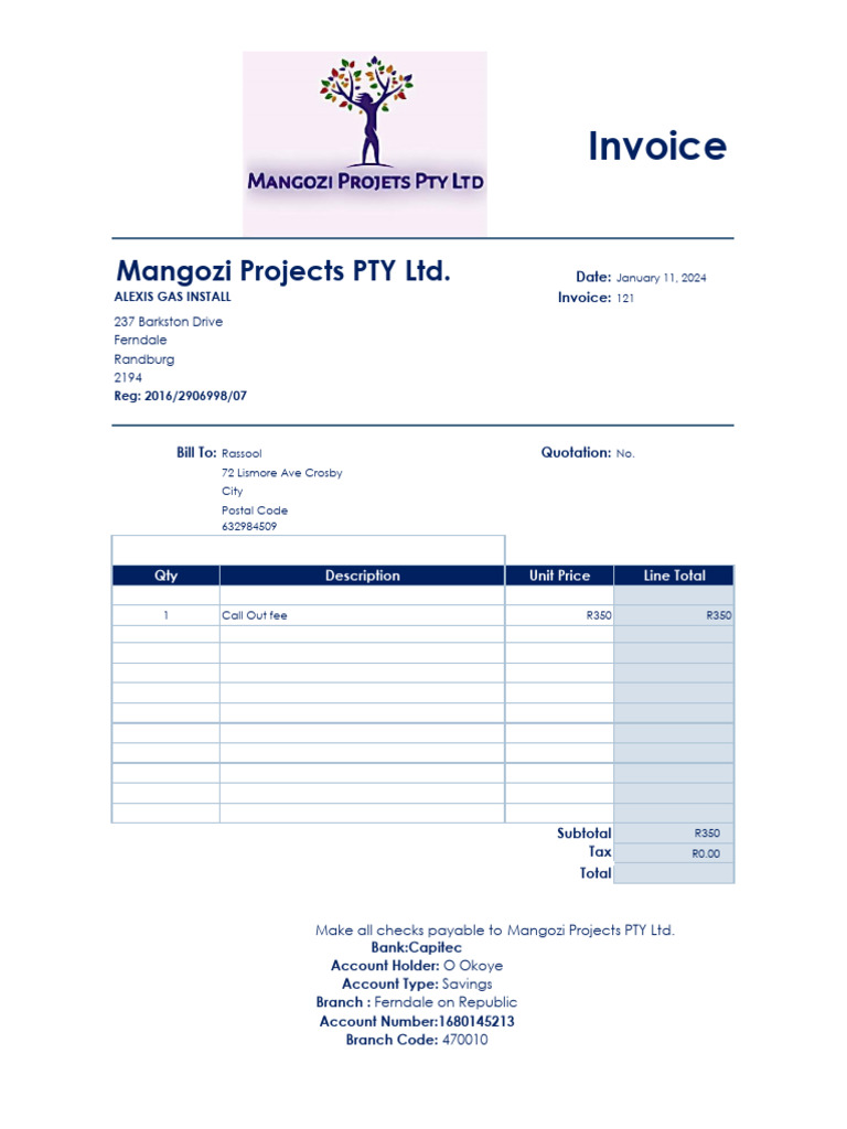 Mangozi Projects PTY Ltd._invoice Rassool | PDF