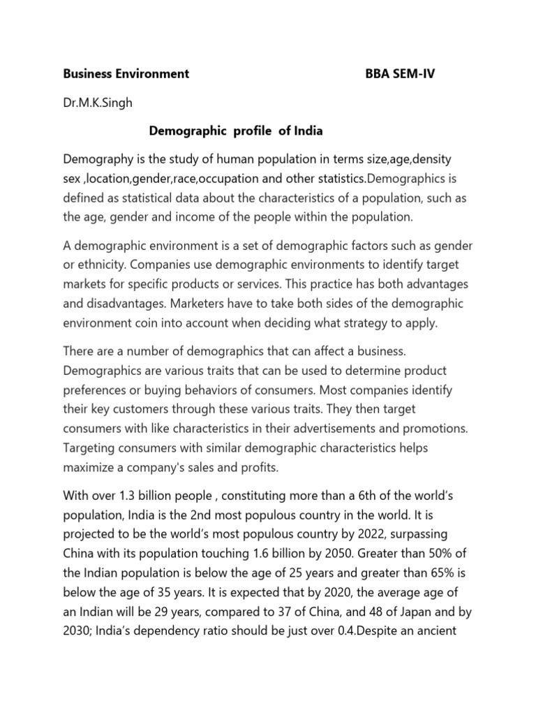 Demographic Profile in Business Environment | PDF | Demography | Literacy
