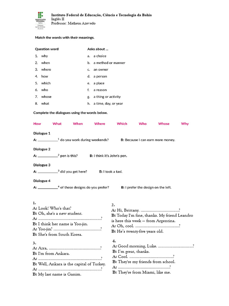 Class #3 - Activity | PDF