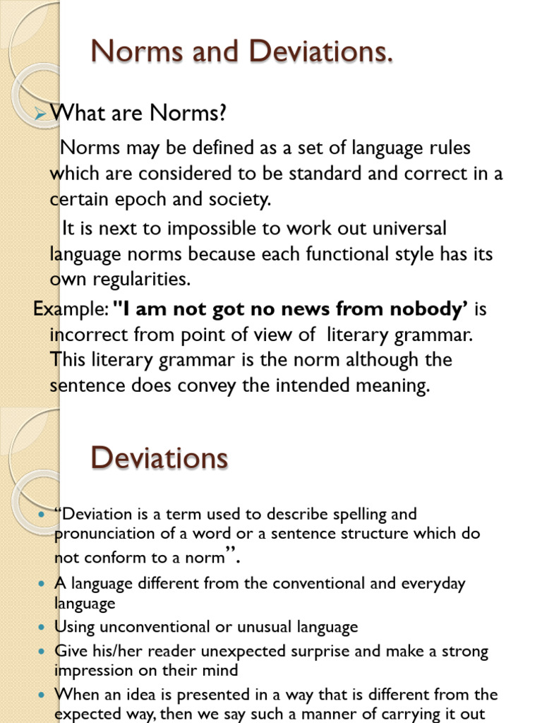 norms and deviation | PDF | Lexicon | Grammar