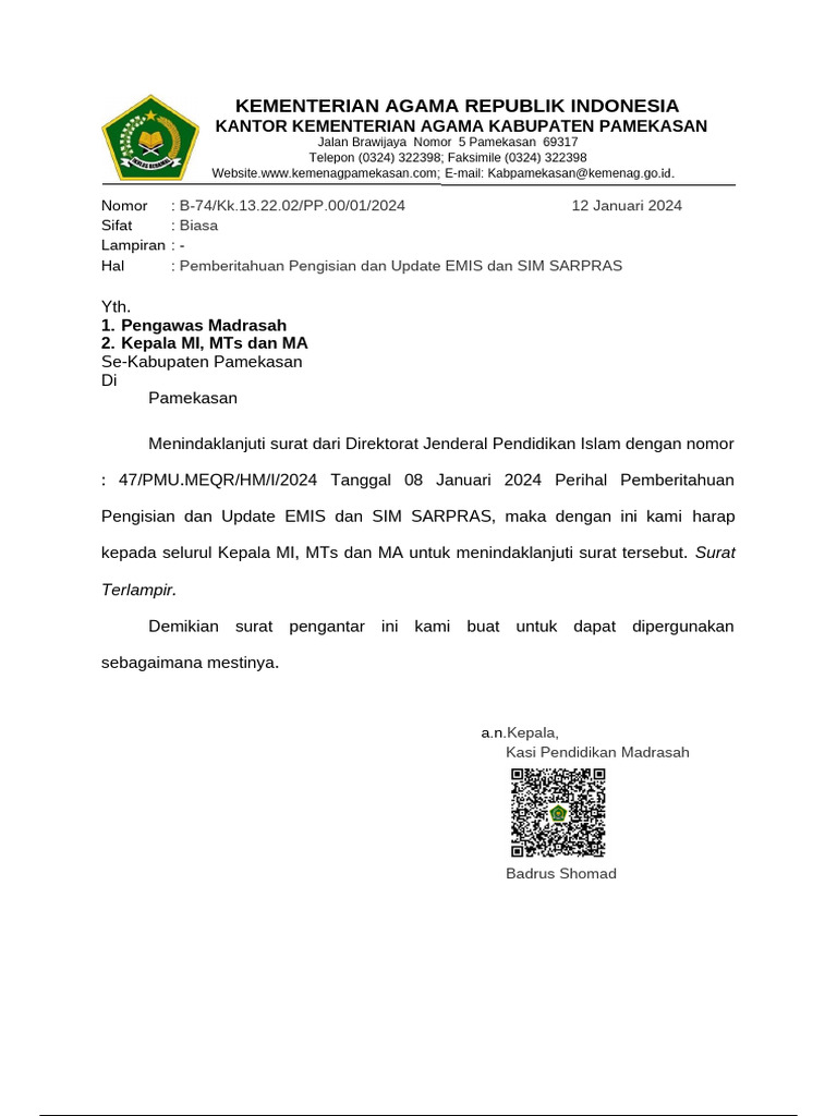 Pengisian Dan Update EMIS Dan SIM SARPRAS | PDF