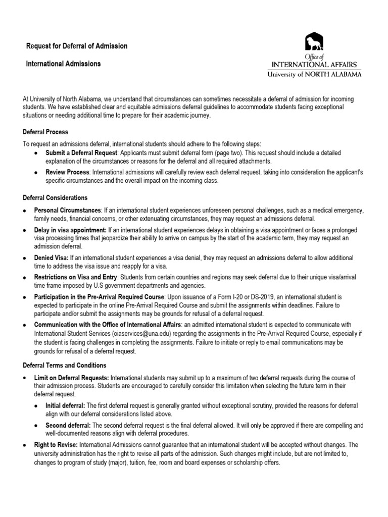 Request for Deferral of Admission Fillable | PDF | Travel Visa