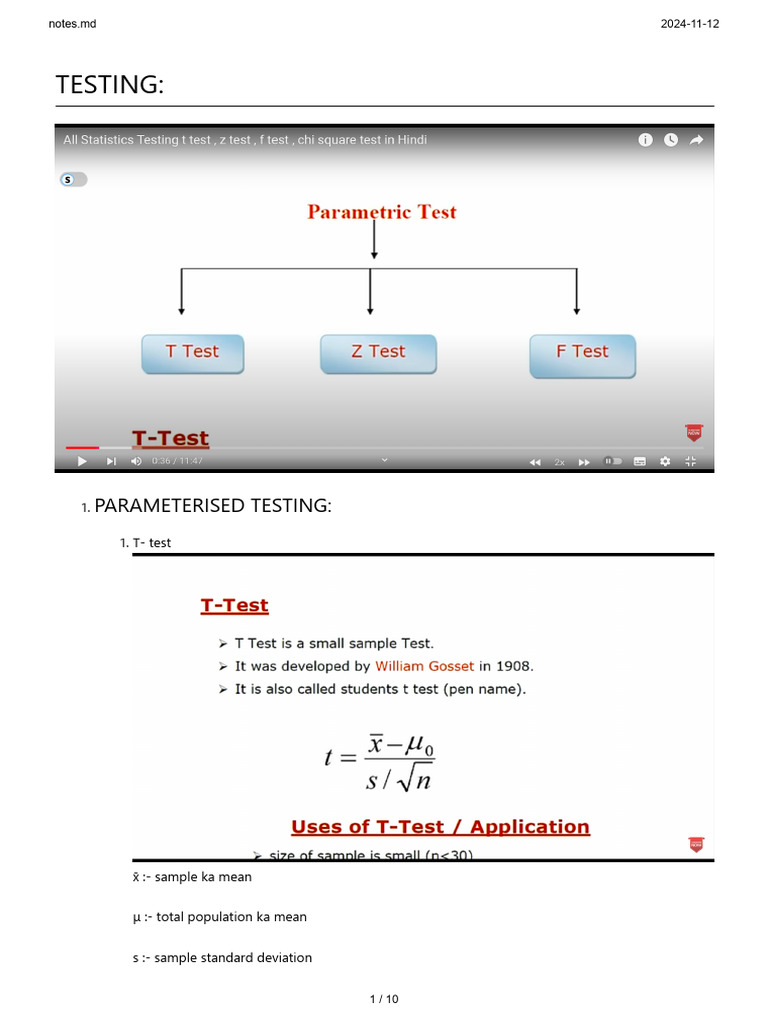 Testing Notes | PDF