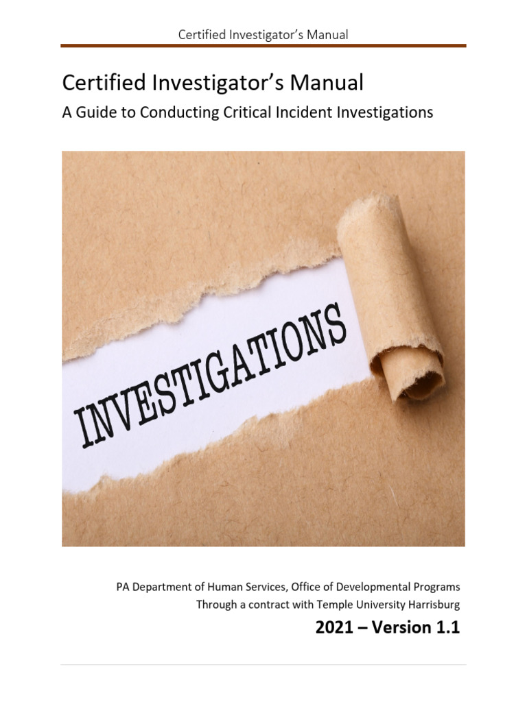 Certified Investigator Manual 2021.v1.1 FINAL 08-03-2021 | PDF | Burden ...
