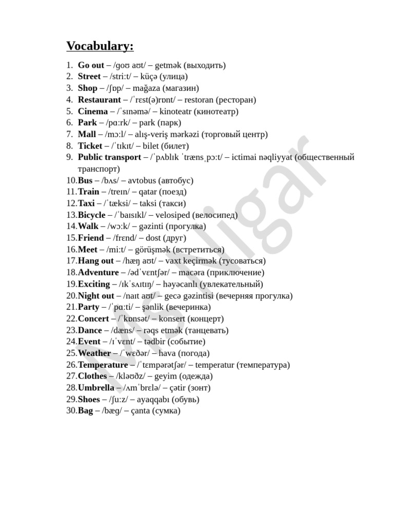6 - Going Out (Adult) (Homework) | PDF
