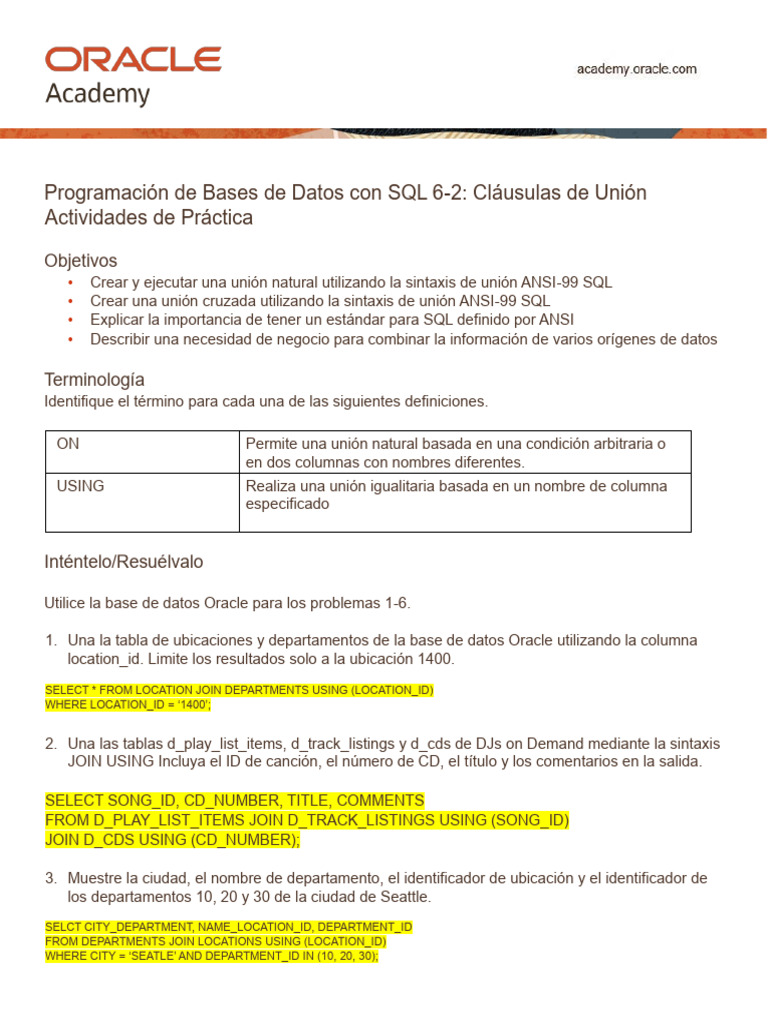 DP6 - 2 Realizado | PDF | SQL | Gestión de tecnología de la información