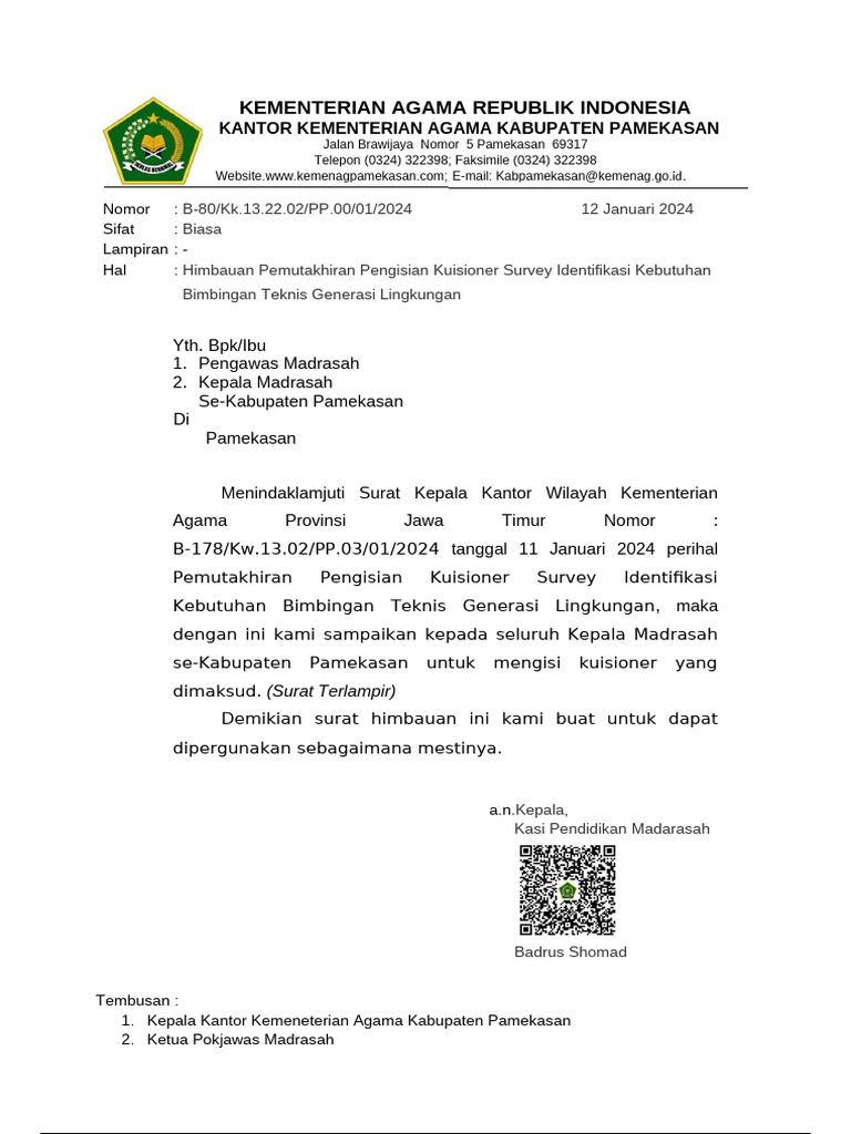 Surat Pemutakhiran Pengisian Kuisioner Survey Identitas | PDF Surat Pemutakhiran Pengisian Kuisioner Survey Identitas | PDF
