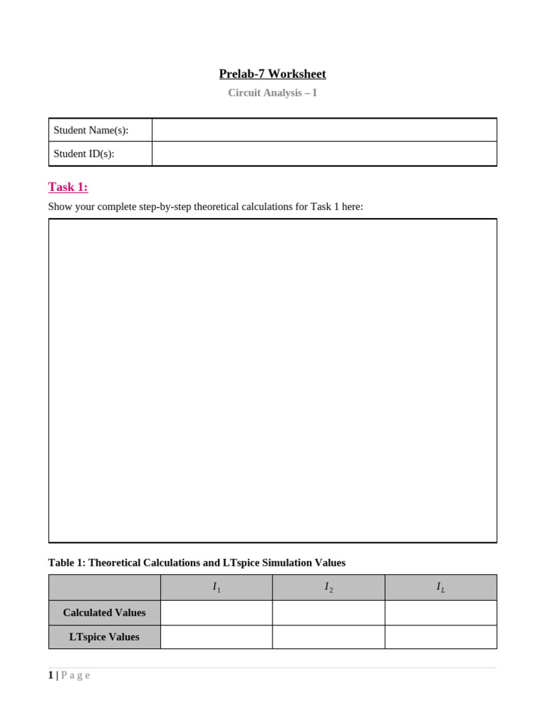 Prelab 7 Worksheet | PDF