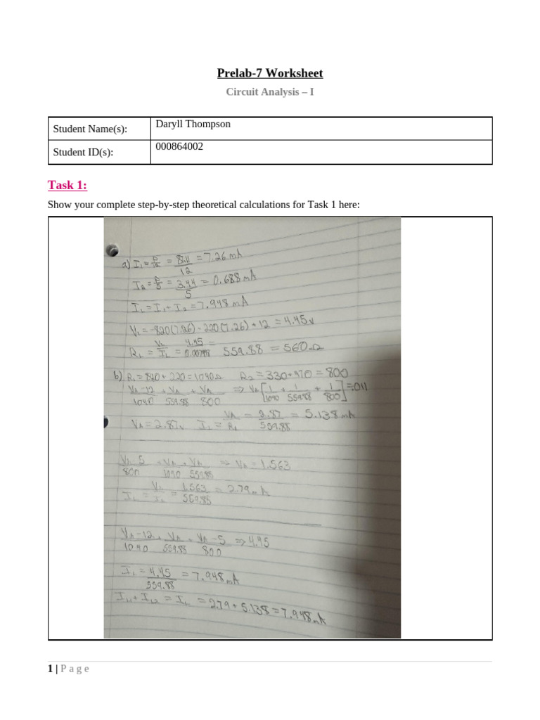 Prelab-7 Daryll Thompson | PDF