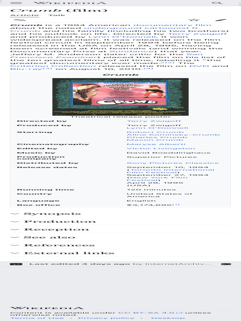 Crumb (Film) - Wikipedia | PDF