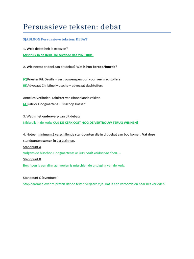 SJABLOON Debat | PDF