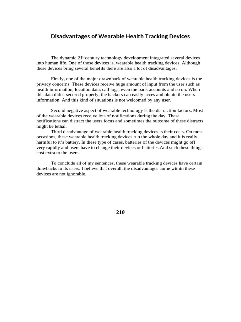 Disadvantages of Wearable Health Tracking Devices | PDF