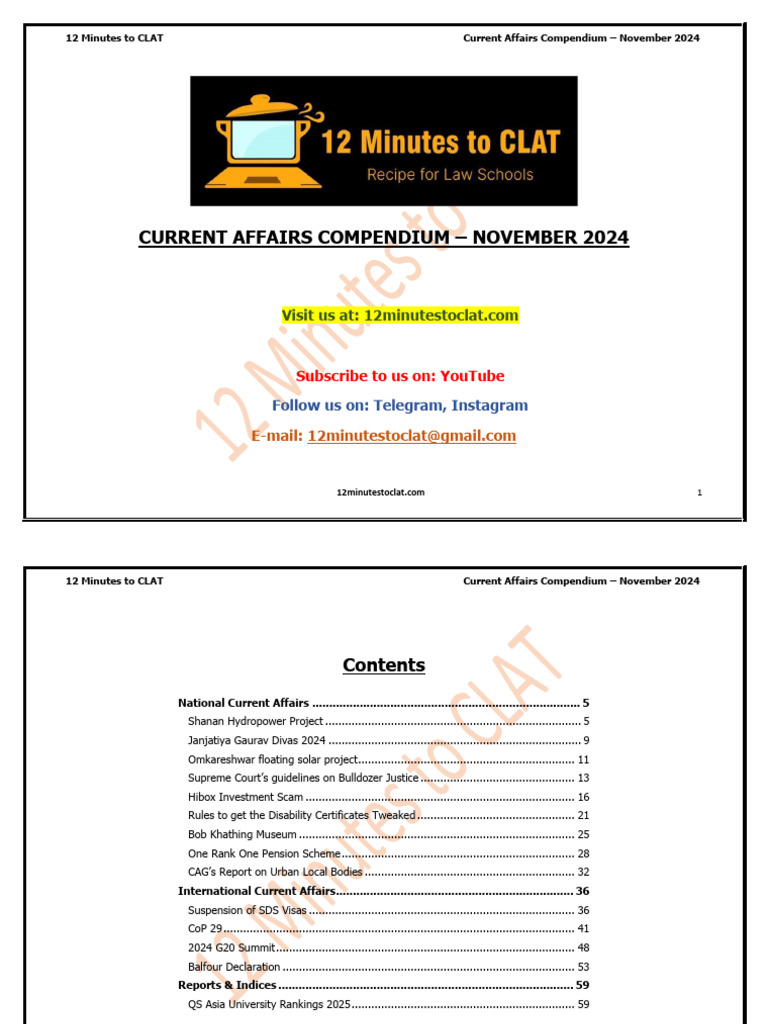 Current Affairs Compendium November 2024 | PDF | Financial Adviser