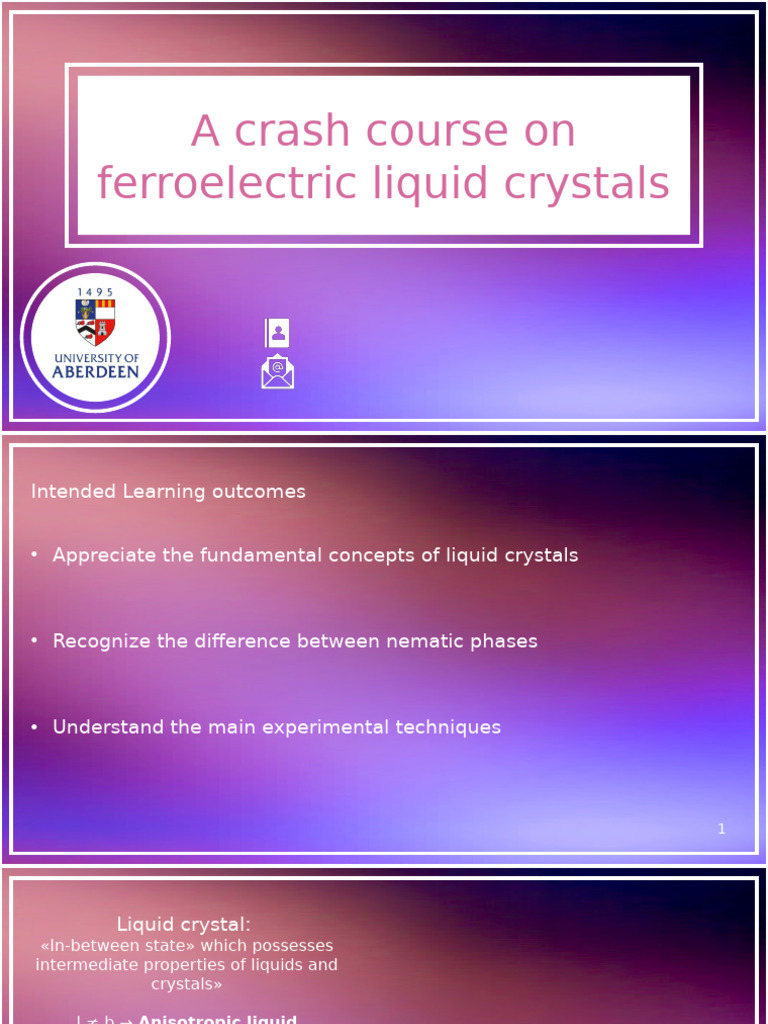 A Crash Course On Liquid Crystals | PDF | Liquid Crystal | Anisotropy