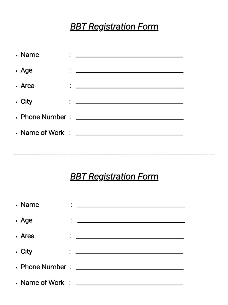 BBT Registration Form | PDF