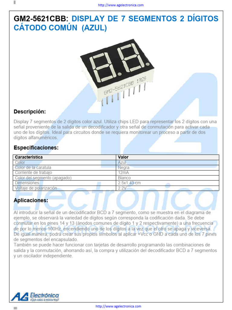 Display 7seg 2 Digitos CatCom 74ls48 | PDF | Decimal codificado en binario | Diodo emisor de luz
