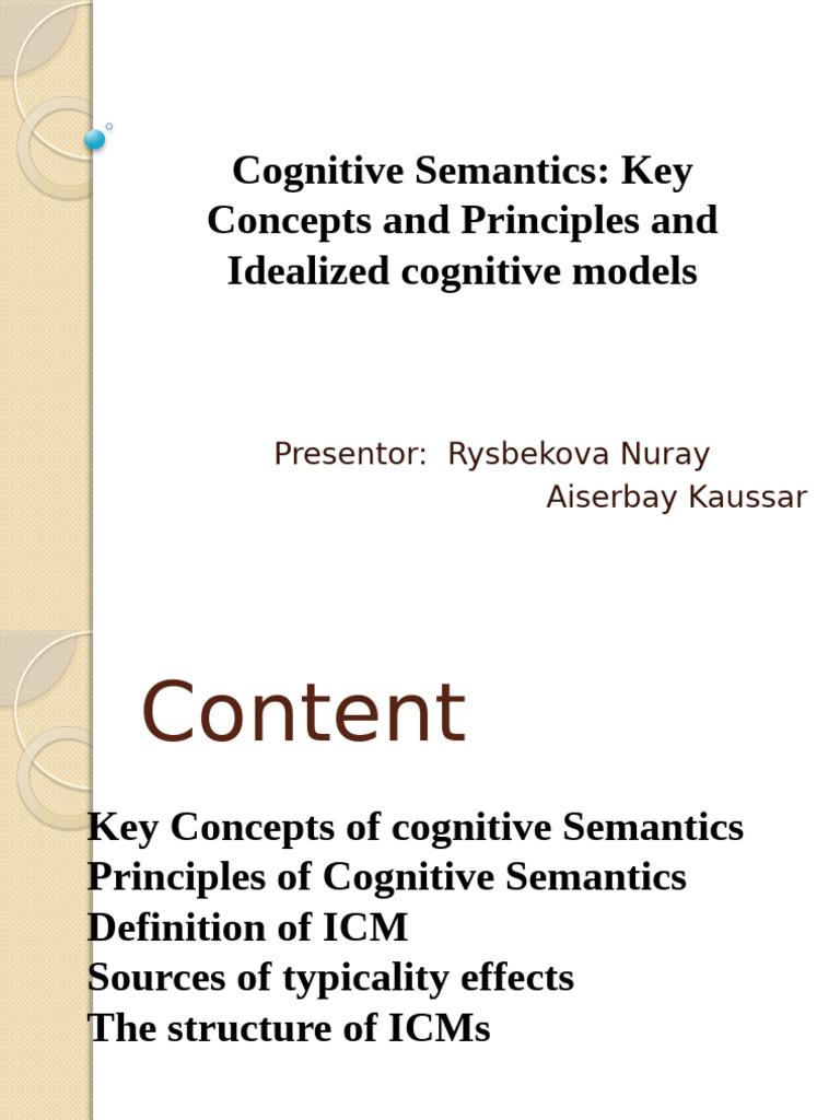 Cognitive Semantic and Idealized Cognitive Models | PDF | Semantics ...