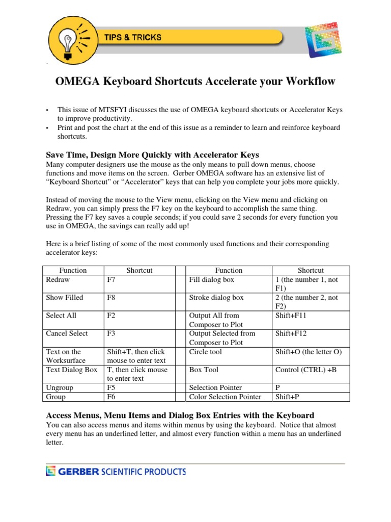 Tips Omega Keys | PDF | Computer Keyboard | Keyboard Shortcut