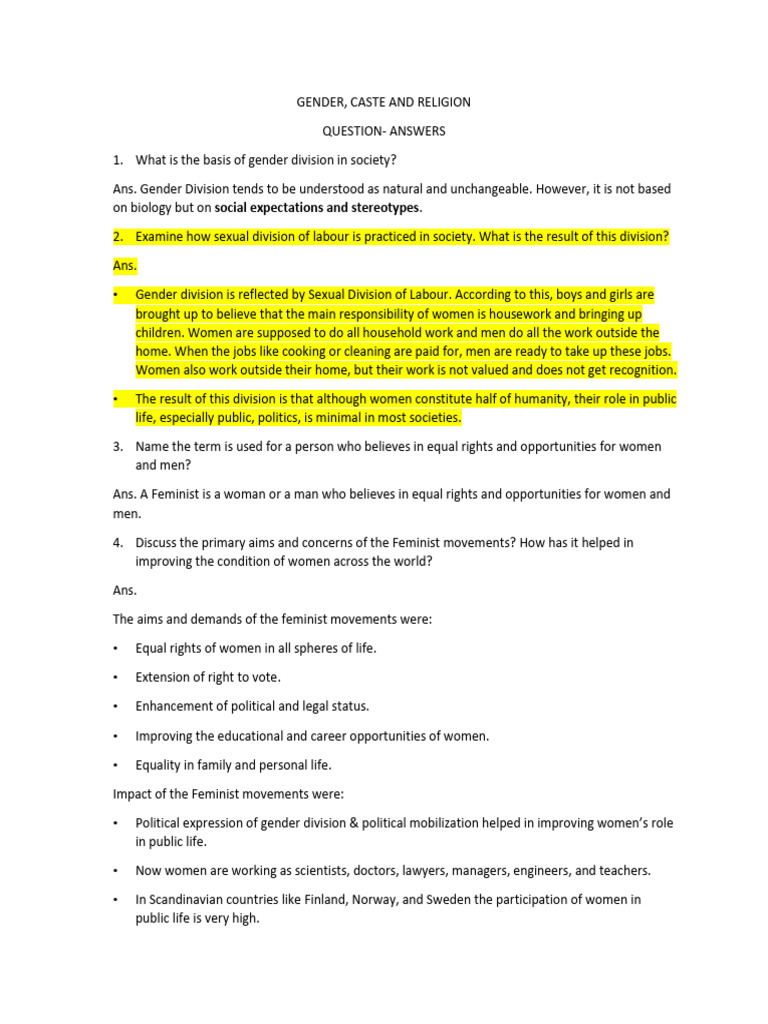 Gender, Caste, and Religion: Key Insights | PDF | Woman | Gender Studies