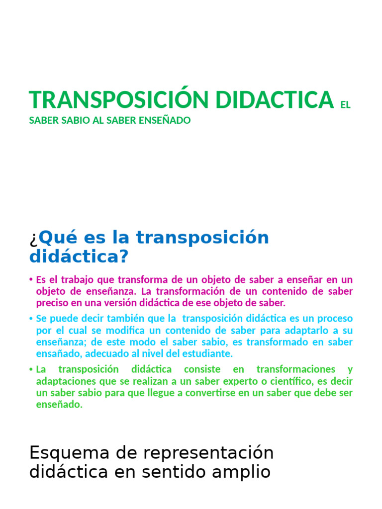 Transposición Didactica El Saber Sabio Al Saber Enseñado | PDF