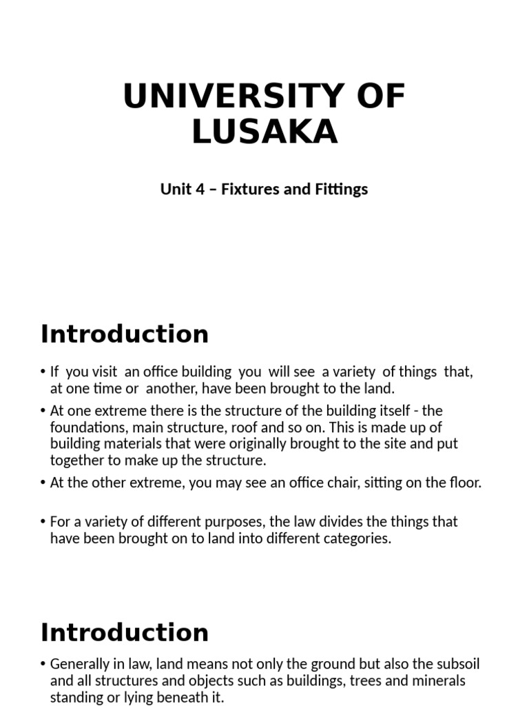 Unit 4 - Fixtures and Fittings | PDF | Leasehold Estate | Common Law